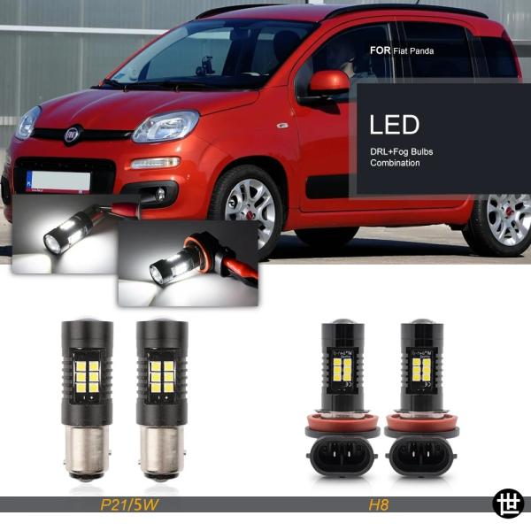 フィアット パンダ MK3 312 319 2012-2023 P215W H11 LED フロントバンパー ドライビングフォグ デイタイムランニング DRL パーキングライト バルブに適合