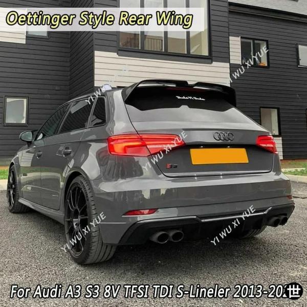 アウディ A3 S LINE S3 8V 5ドア ハッチバック 2013-2020 OETTINGERスタイル リアウィング リアルーフブートスポイラー リアスポイラー テールウィング