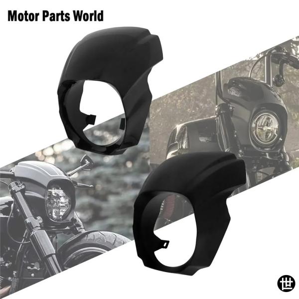 ハーレー ソフテイル ブレイクアウト FXBRS FXBR 2018 - 2020 2021 2022 2023用 バイク用 ブラック フロントヘッドライトフェアリングカバー ウインドシールドマスク