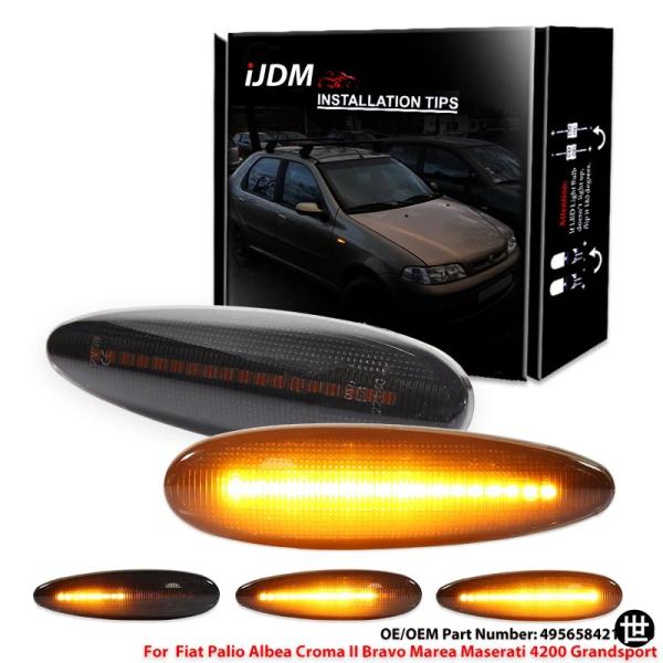 IJDM ダイナミックLEDアンバーサイドマーカーインジケーターライトウィンカーランプ FIAT STRADA MAREA BRAVO 99-01 PALIO ALBEA 2002-2006用