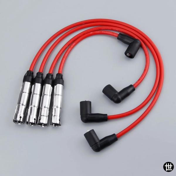 ビートル、ゴルフ、ジェッタ(2000〜2011〜2014年式)用スパークプラグ点火ワイヤーケーブルキット4個セット 57041 35-77573 1274205 CH74205 700209 7558