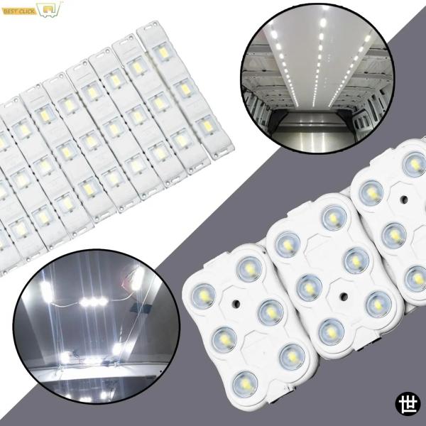 LED 12V ホワイト インテリアライト 天井 カー ルーフライト ライトキット ストリップ 60個のLED FIAT DUCATO TALENTO CAMPERVAN VIVARO SWB LWB VAN用