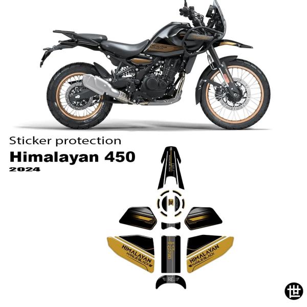 HIMALAYAN 450 2025 バイクアクセサリー 3D レジンステッカー保護キット サイドタンクステッカー HIMALAYAN 450 ハンドル ブラック 2024-