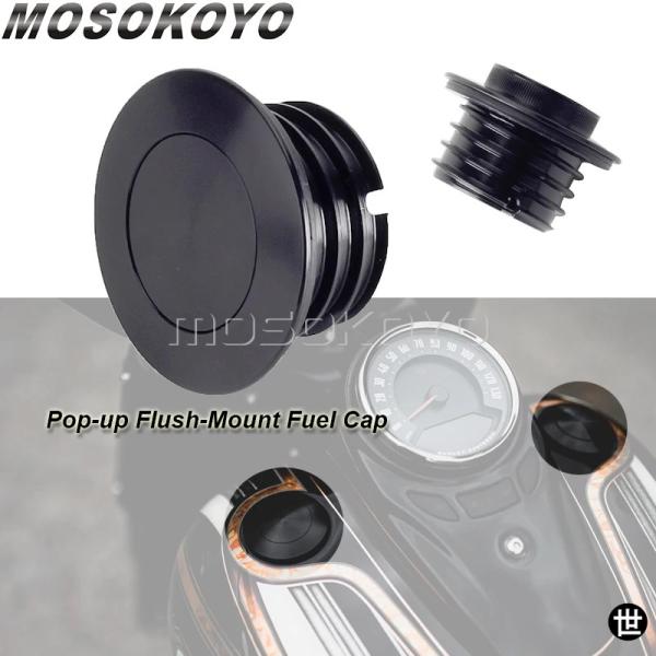 ハーレー FLDE FLFB FLFBS FLHC FLHCS FLSB FLSL 用バイク 二輪 アルミニウム製ねじ込み式フラッシュマウントガスキャップ ポップアップ式通気孔付き燃料タンクキャップ