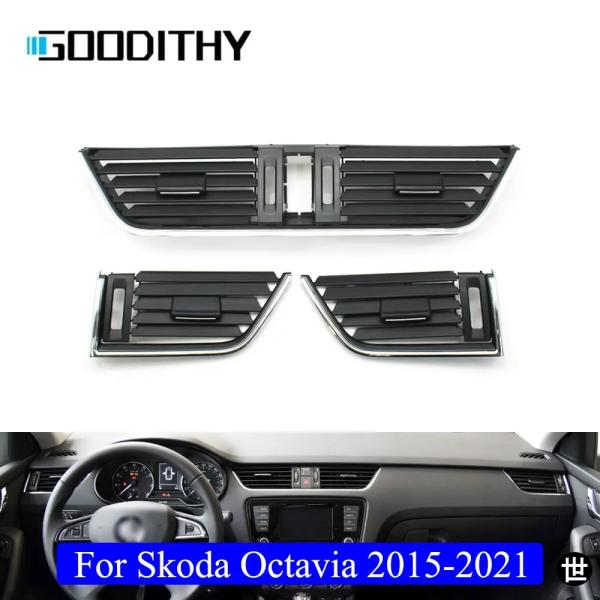 SKODA OCTAVIA 車用ダッシュボード フロント左右中央エアコン吹き出し口グリル アウトレットパネルカバー 2015-2021 5E0820951C 5E0820951D