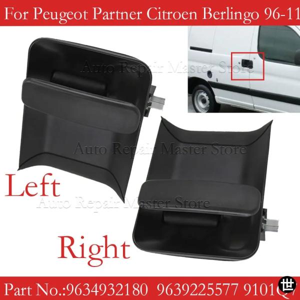 9634932180 9639225577 プジョー パートナー シトロエン ベルランゴ 1996-2011 左右 外側スライドドアハンドル
