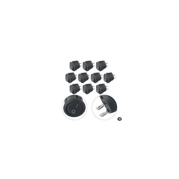 10個入り 12V 丸型ロッカースイッチ ONOFF 2ピン SPST キャンピングカー、キャラバン、モーターホーム、自動車、ボート、家庭用電化製品用