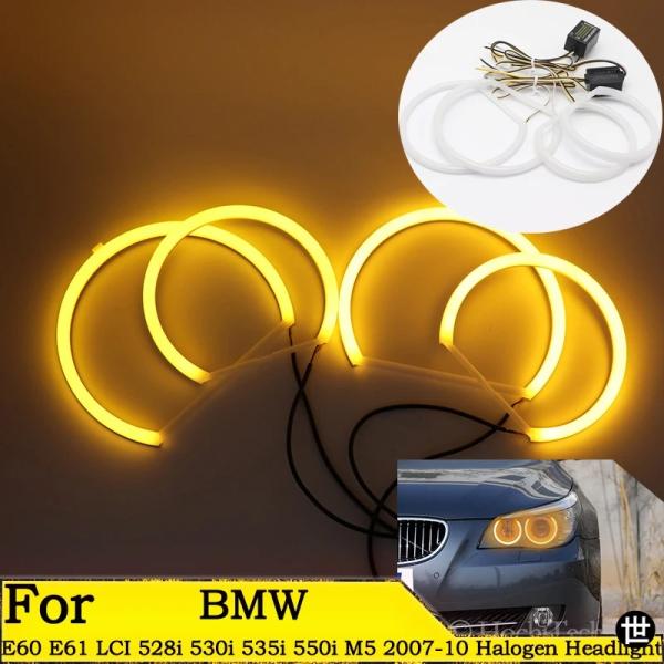 BMW E60 E61 LCI 528i 530i 535i 550i M5 2007-2010 ハロゲンヘッドライト用 SMD コットンライトスイッチバック LED エンジェルアイリングキット
