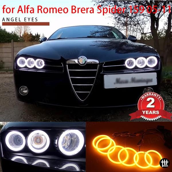 DRL 超高輝度 6個 デュアルカラー カー スタイリング アルファロメオ ブレラ スパイダー 159 2005-2011 コットン LED エンジェルアイ リング キット