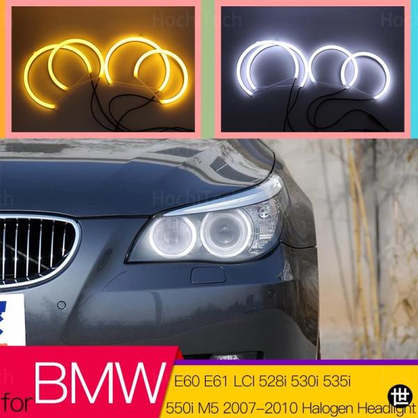 BMW E60 E61 LCI 528i 530i 535i 550i M5 2007-2010 ハロゲンヘッドライト用スイッチバックコットンライトLEDエンジェルアイデュアルカラー