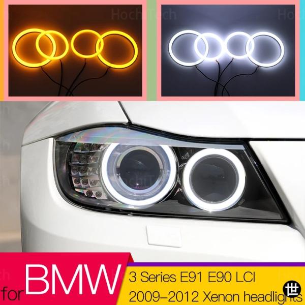 BMW 3シリーズ E91 E90 LCI 2009-2012 キセノンヘッドライト用 スイッチバック コットンライト LEDエンジェルアイ デュアルカラー