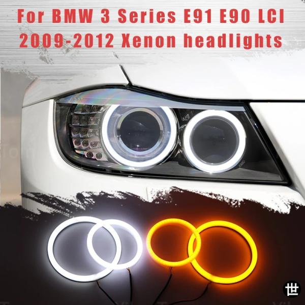BMW 3シリーズ E91 E90 LCI 2009-2012 キセノンヘッドライト用 LED SMDコットンライトスイッチバックエンジェルアイリングDRLキット