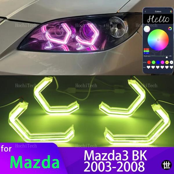 マツダ3 BKセダン/ハッチバック 2003-2008年モデル用 M4スタイル RGBマルチカラーアプリ制御LEDエンジェルアイ