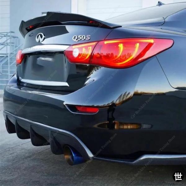 PSMスタイル ハイキック トランクスポイラー インフィニティ Q50 Q50S 2.0T 2.2D 3.0T 3.5V6 V37 リアトランク テールウィング ボディキット 2013-2023 チューニ