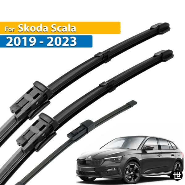 LHD フロント＆リアワイパーブレードセット Skoda Scala 2019 - 2023 フロントガラス/フロントガラス/ウィンドウブラシ 26インチ+18インチ+13イン