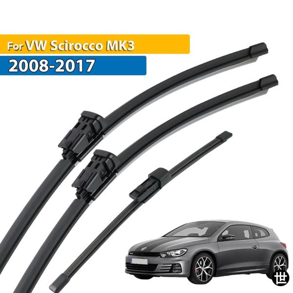 フロント＆リアワイパーブレードセット VW Scirocco MK3 2008 - 2017 フロントガラス/フロントガラス/ウィンドウブラシ 24インチ+19インチ+10イン