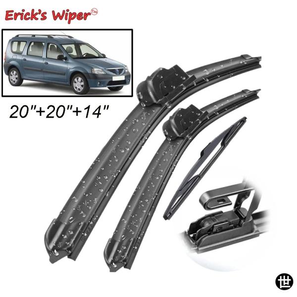 フロント＆リアワイパーブレードセットキット Dacia Renault Logan MK1 MCV 2004 - 2012 フロントガラス 20インチ 20インチ 14インチ