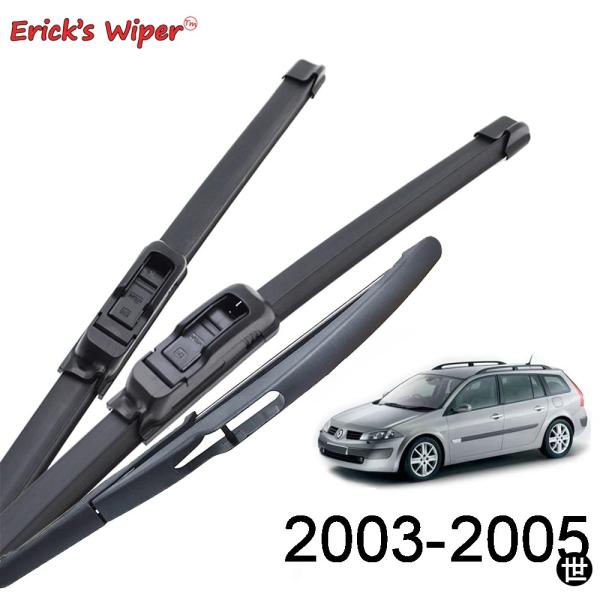 製フロント＆リアワイパーブレードセット（ルノー メガーヌ スポーツツアラー 2003〜2005年式用、フロントガラス/フロントガラス/ウィンドウ 24イ
