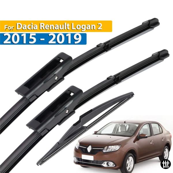 フロント＆リアワイパーブレードセット Dacia Renault Logan 2 2016 - 2019 フロントガラス/フロントガラス/ウィンドウブラシ 22インチ+19インチ+