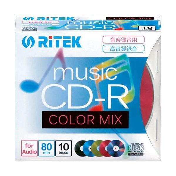【メーカー】RITEK CORPORATION【印刷面】＊5色カラーミックス【特長】*光ディスクメーカー最大手RITEK社製造。*5色カラーミックス*音楽用CD-R 80分 / 対応速度1-32倍速*10枚スリムケースx20個