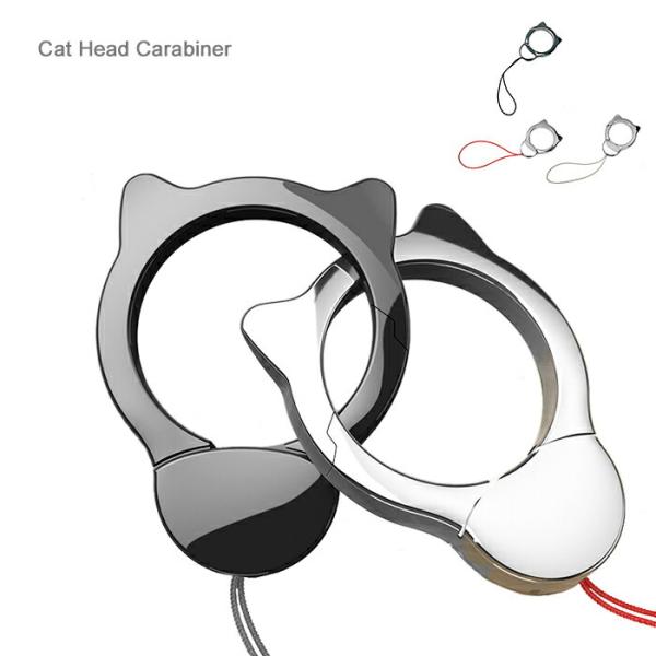 多機能　猫のフィンガーストラップ猫をモチーフにした かわいいフィンガーストラップリングに指を通せばスマホの落下防止にピッタリ。ストラップ穴のある端末やケース、カバーなどに対応カラビナ仕様でカバンやベルトループにも装着可能。スマホの他にもデジ...