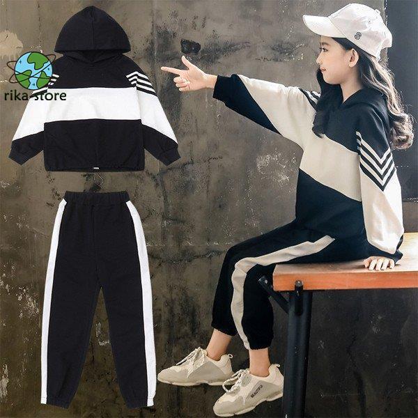 爆買　子供ジャージ キッズ 女子 男子 上下 韓国子供服 セットアップ 春秋 秋冬 秋着 秋物 秋服 上下セット 2点セット トレーナー スウエット 切替 トレーニング パーカ ダンス衣装 ルームウェア 部屋着 安い トップス ボトムス ガ...