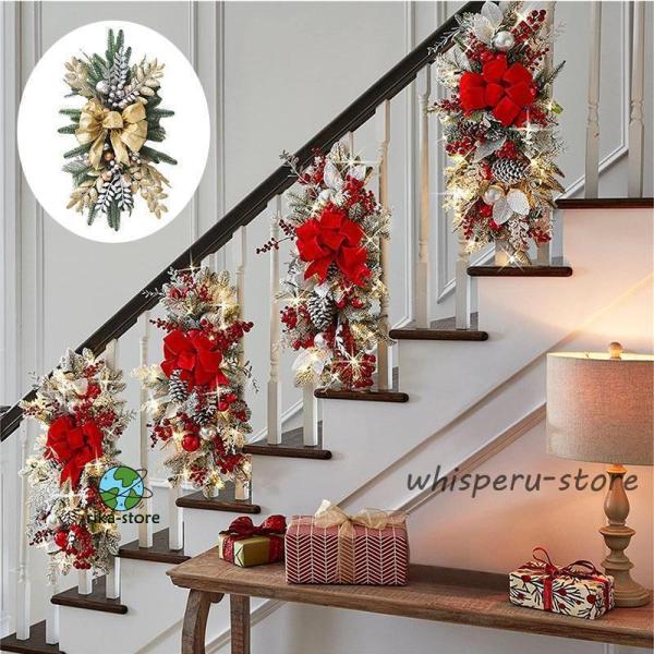 爆買　商品説明 華やかなリースは眺めるだけでクリスマス気分を演出してくれます。クリスマスリースには、魔よけと、豊作をお願うという意味があると言われています。ご自宅の玄関用、ドア、窓リースに、季節のデコレーションに、パーティの飾りに、素敵な屋...