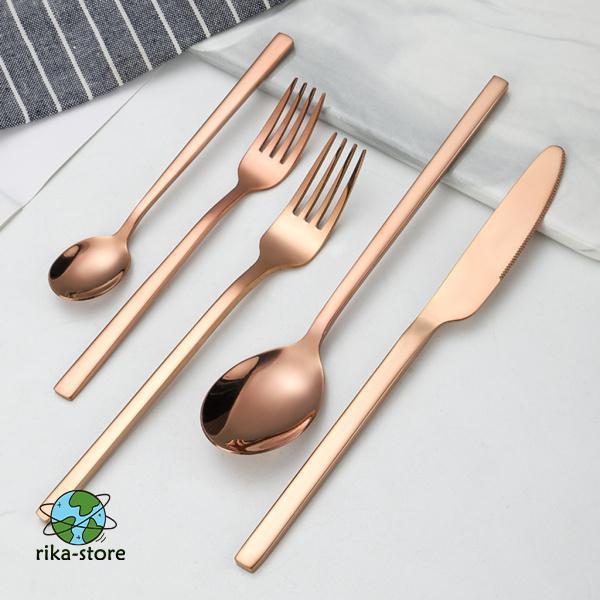 爆買　説明:5個の食器セットには.ディナーナイフ.ディナーフォーク.ディナー.サラダフォーク.ティーが含まれています.プレミアムステンレス鋼素材.頑丈で耐久性があり.防錆性と健康的.滑らかで光沢があります.これらの食器セットは使いやすく.掃...