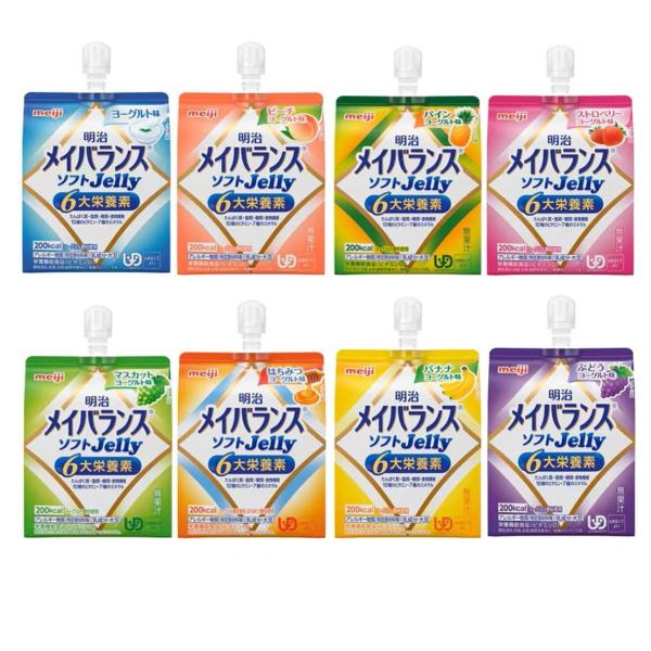 ・なめらか食感の少量高栄養ゼリー・1個（125ml）あたり200kcal・6大栄養素（たんぱく質、脂質、糖質、食物繊維、10種のビタミン、7種のミネラル）を配合・ユニバーサルデザインフード「かまなくてよい」・押しやすく吸いやすいスパウト付パ...