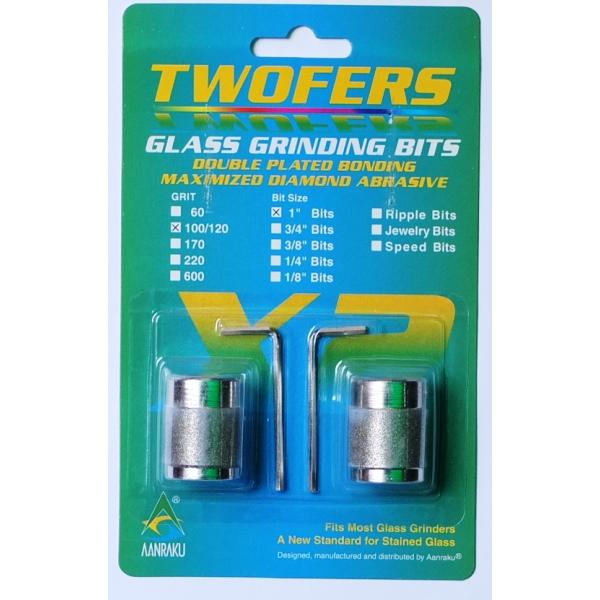 ステンドグラス用ルーターに使用。直径約2.5cmの太いダイヤ刃です。Aanrakuョ TWOFERS - 1-inch 100/120 grit regular glass grinding bits (2 bits per package)