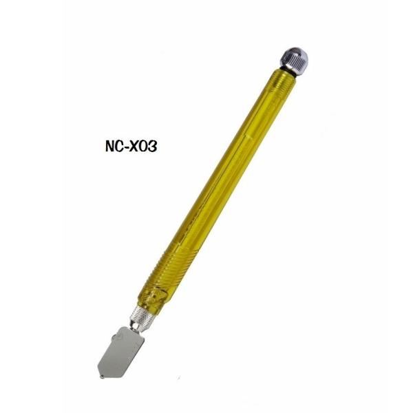 0.5-1.5mm程度の薄板専用カッターです。1mmのスパッタリングミラー向き。全長17.5cm。重さ約60g。中にオイルを入れて使用します。薄板用を意味する”K”の刻印、あるいは刃先角度125°を示すマークあり。