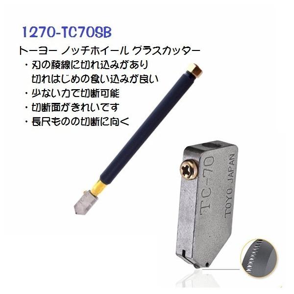 国内メーカー　トーヨー製ですが、アメリカからの逆輸入品。 ＝＝＝以下がメーカー説明　日本語版です＝＝＝・刃先のノッチ加工により、ガラスに対する”掛かり”がよく　切り始めに滑りが生じない・軽い力で理想的な切断を実現・切断面がきれい ・優れた耐...
