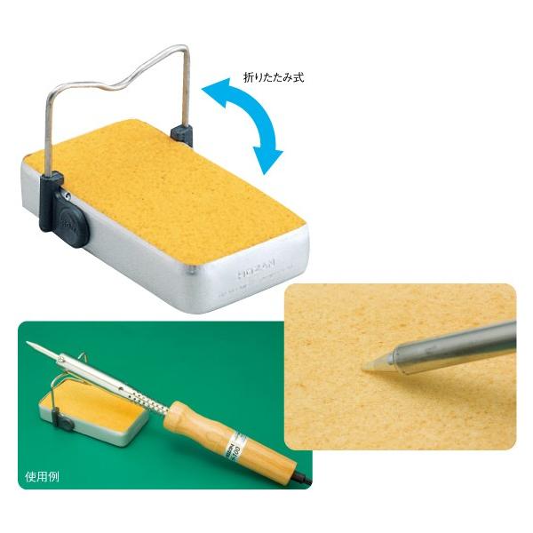 半田ごてのコテ台です。安価で軽量。水を入れると安定感もあり基本的機能を果たします。