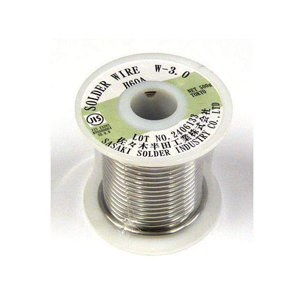 線径3mmの500g巻き半田です。錫60％、鉛40%のいわゆるロクヨン半田で、作業性良くきれいに流れます。