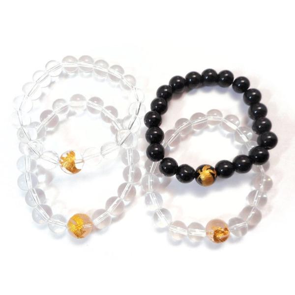 ●天然石12mm玉1個（玄武はオニキス　他は水晶）　ガラスパーツ10ｍｍ玉19個●内寸約17cm●日本製シリコンゴムを使用●日本国内組み立て　パーツ：中国製【四神の意味】　　青龍・・・財運・出世・成功　　白虎・・・金運・繁盛・安全　　朱雀・...