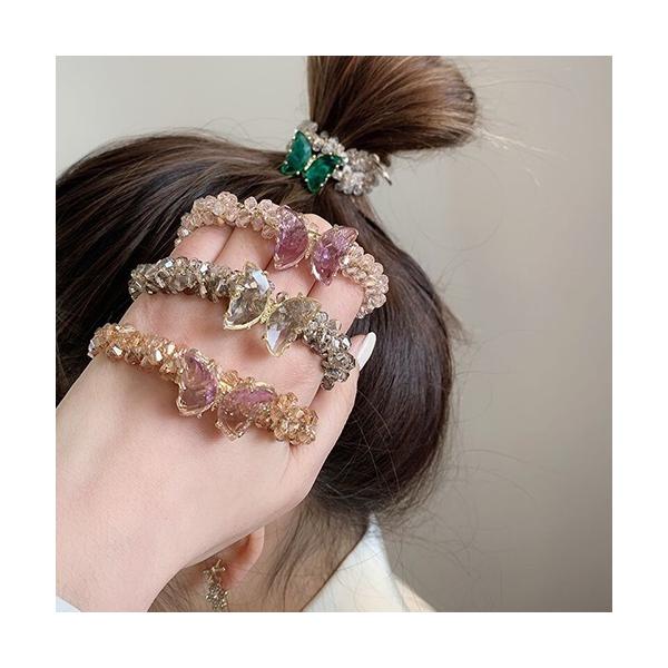 ヘアアクセサリー ヘアゴム アレンジ シュシュ 蝶 バタフライ 子供 キッズ 女の子 お団子 爆買【サイズ】約５cm【カラー】（蝶）クリア・シャンパン・パープル・グリーンキラキラのビジューでいつものまとめ髪にちょっとアクセント♪透明感のある...