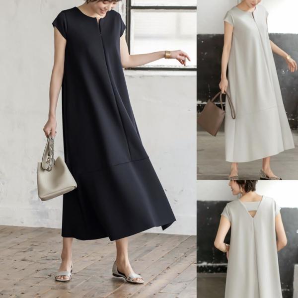 ワンピース レディース 夏 きれいめ 40代 50代 半袖 ロング 爆買ゆったりときれいめなおしゃれワンピース♪カジュアルコーデもお出かけコーデもOK！こちらの商品はロング丈です。後ろ姿が見た目にも涼し気でゆったりかわいく、30代はアクティ...