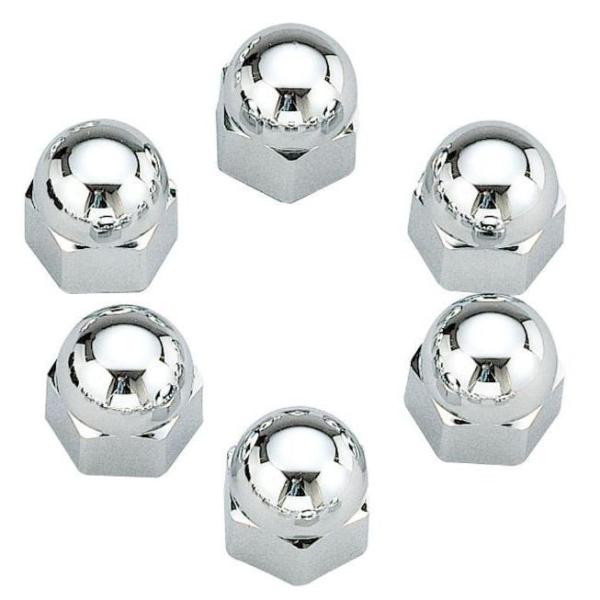 ・ホイールナットを泥・ホコリ等から保護するファッショナブルなナットキャップ。 ・ワンタッチで取り付け可能。・6個入り・高さ ： 52mm・適合ナットサイズ ： 41mm ・主材質 ： ABS・メッキ