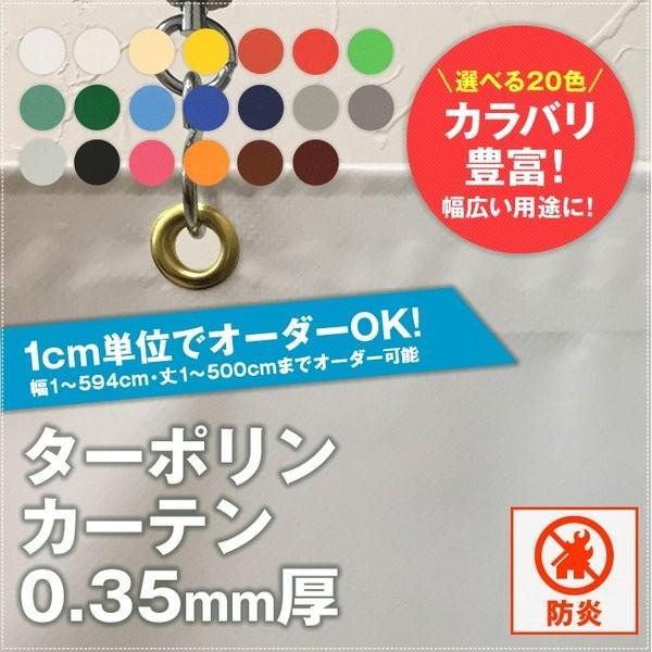 ■商品名：ターポリンカーテンt0.35mm■サイズ／寸法 ： 【オーダー可能サイズ】幅：1cm〜594cmまで高さ：1cm〜500cmまでサイズオーダーで1cm単位での寸法で製作できます。（ビニールなので伸び縮みします。寸法公差1ｍ当り±1...