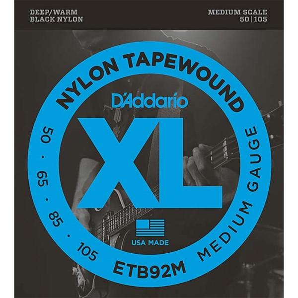 D’Addario Nylon Tapewoundブラックナイロンのテープをスチール芯線にワウンドした後、超スムースに表面を研磨してとても滑らかなフィーリングとディープで暖かみある音色を実現したテープワウンド・エレキベース弦です。通常のベー...