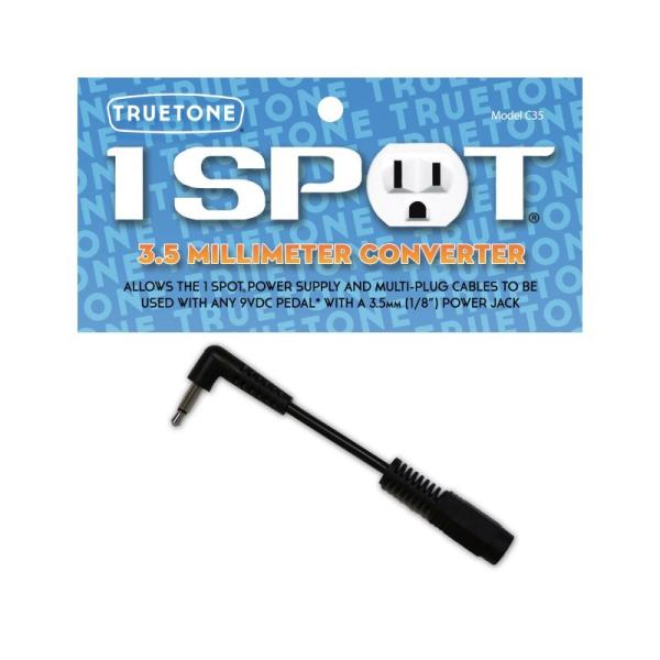 ３．５Φミニプラグアダプター３．５Φミニプラグを電源に使用するエフェクターのためのアダプターケーブル。1SPOT 9Vアダプターに接続することで、先端部（チップ）がプラス、スリーブがマイナスになります。※注意！変換アダプターケーブルをご使用...