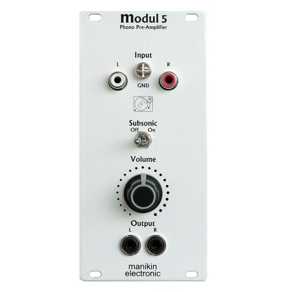 Modul 5 Phono Pre-Amplifier &amp; Subsonic-Filter はターンテーブルをユーロラック・モジュラーシンセへ接続するための フォノ・プリアンプとサブソニック・フィルターを搭載したモジュールです。フォ...