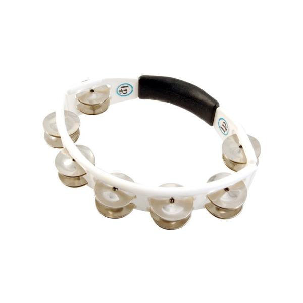 ☆品質、音質ともに世界トップレベルのブランド、LP！☆LP152（フレームカラー：ホワイト）ハンドヘルド（手持ち）・タイプ・タンバリンニッケル・メッキ・スチール・ジングルラバー・ハンドル装備明るくキレの良い、スタンダードなジングル・サウンド...