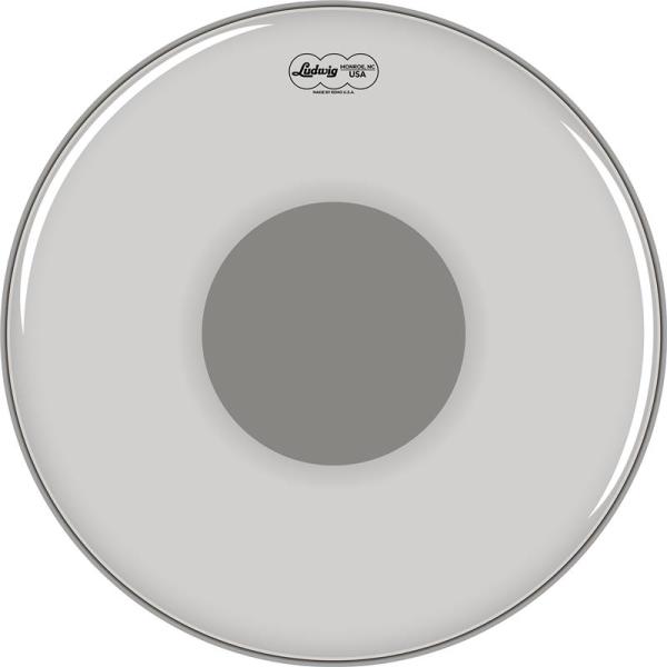 REMO社製 Ludwig ロゴ入りヘッド■シルバードット クリア・アンバサダークリア・アンバサダーの中心にシルバーフィルムを貼り付けた、ラディック特有のヘッド。太いアタックと適度に引き締まったサウンドが特徴です。サイズ：14インチ※画像は...