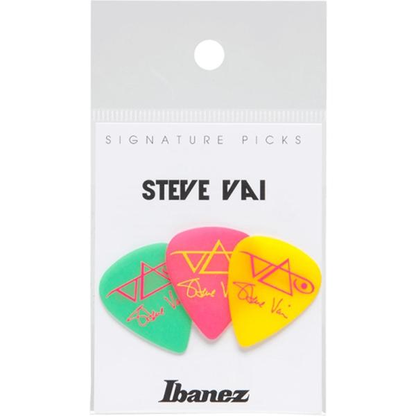 Steve Vai Signature Model厚さ：1.0mm材質：ポリアセタールシェイプ：Teardrop Shapeセット：Green/Pink/Yellow 3枚セットイケベカテゴリ_楽器アクセサリ_ピック_Ibanez_新品SW...