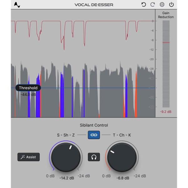 世界で最も使いやすいディエッサー・プラグイン！AIを搭載した世界で最も使いやすいVocal De-Esserで、ボーカルサウンドの耳障りな部分を滑らかに抑制。人間の声に合わせて学習されており、ボーカルの魅力や音質を保ちつつも、「S」「Sh」...