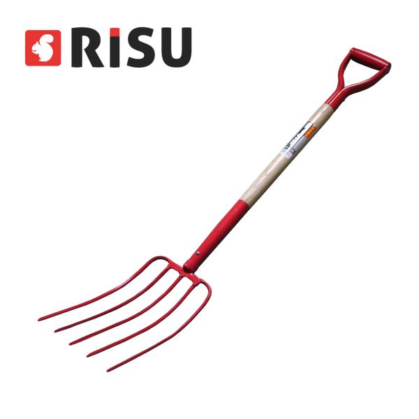 【材質】木柄・頭部スチール【サイズ】  長さ：109cm　頭部幅：23cm　重さ：1.8kg 【特徴】【RISU(リス)】印の木柄フォーク5本爪です。農業や畜産などに欠かせません◎ 販売実績30年以上の信頼と実績の定番商品です。【ご注意】以...