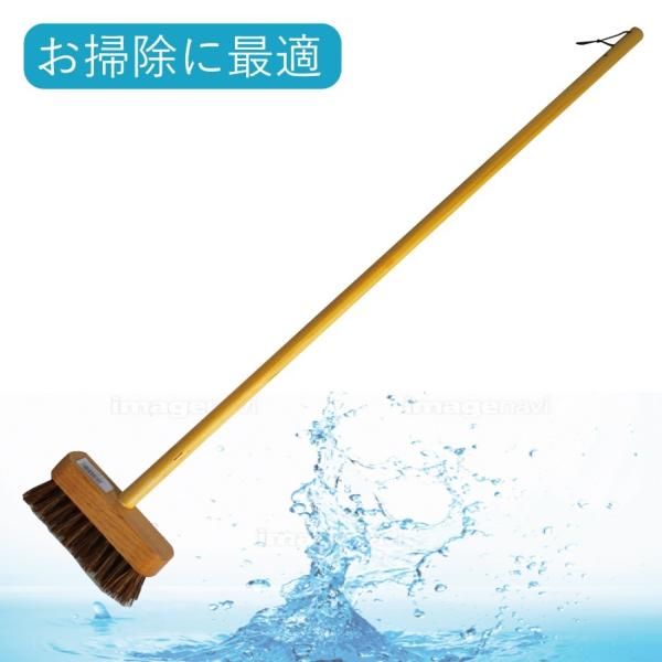 【材質】柄：木柄　頭部毛：シダ【サイズ】長さ：約110cm　頭部幅：17cm【特徴】ナチュラル素材の木柄シダデッキブラシ。吸水性に優れ洗浄力が高く、洗剤や化学薬品に強いという特徴があります。お風呂場やプールサイドなど水回りの掃除に天然素材の...