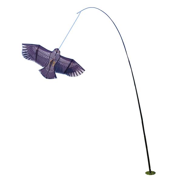 畑を護る鷹、「護鷹(まもったか)」です。畑や田んぼに設置して使用します。サイズ:支柱1m、ポール4m、ロープ2m180cmの大鷹が風を受けて舞い上がり、カラスたちを威嚇します。組立式です。◎台風等強風のときや、落雷の恐れがある場合は　使用し...