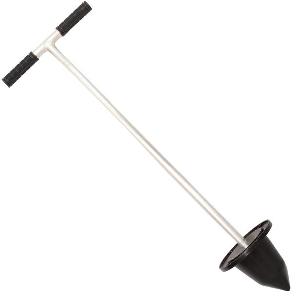 ハンドル長さ：約300mm全長：約900mm重量：約800g材質：パイプハンドル/アルミ、穴あけ部分/ABS樹脂、グリップ/軟質PVC・苗の定植作業を時短！土に押し込むだけの簡単穴あけ・ポットから抜き取った苗をそのまま穴に入れて水を撒くだけ...